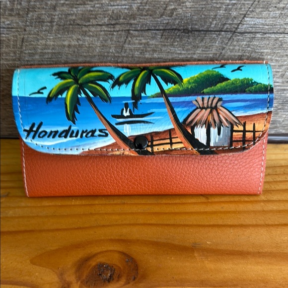Bags | Tropical Themed Wallet With Beach Scene | Poshmark
